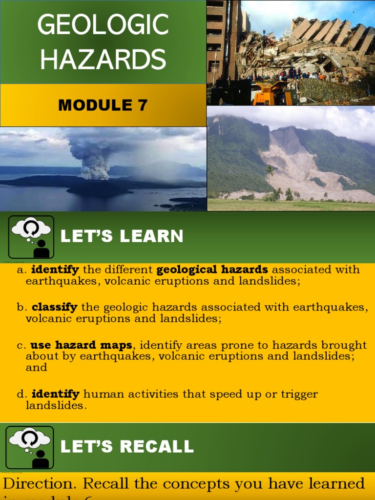 GEOLOGIC HAZARDS - Module 7 REV1 | PDF | Earthquakes | Landslide
