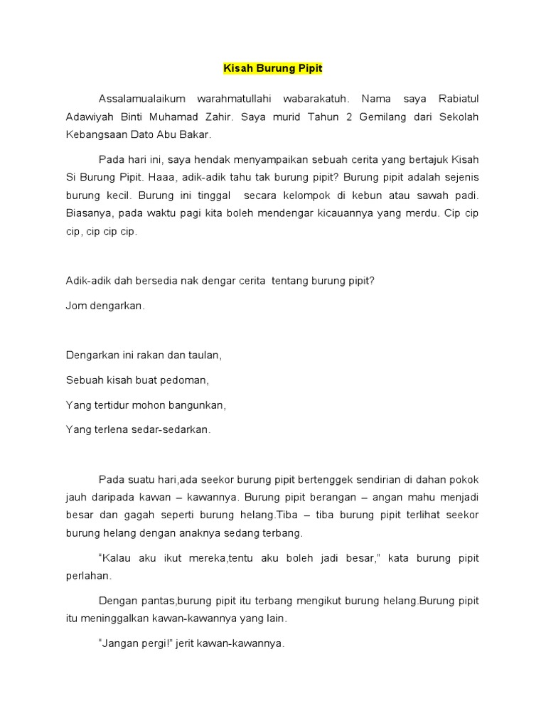 Kisah Burung Pipit | PDF