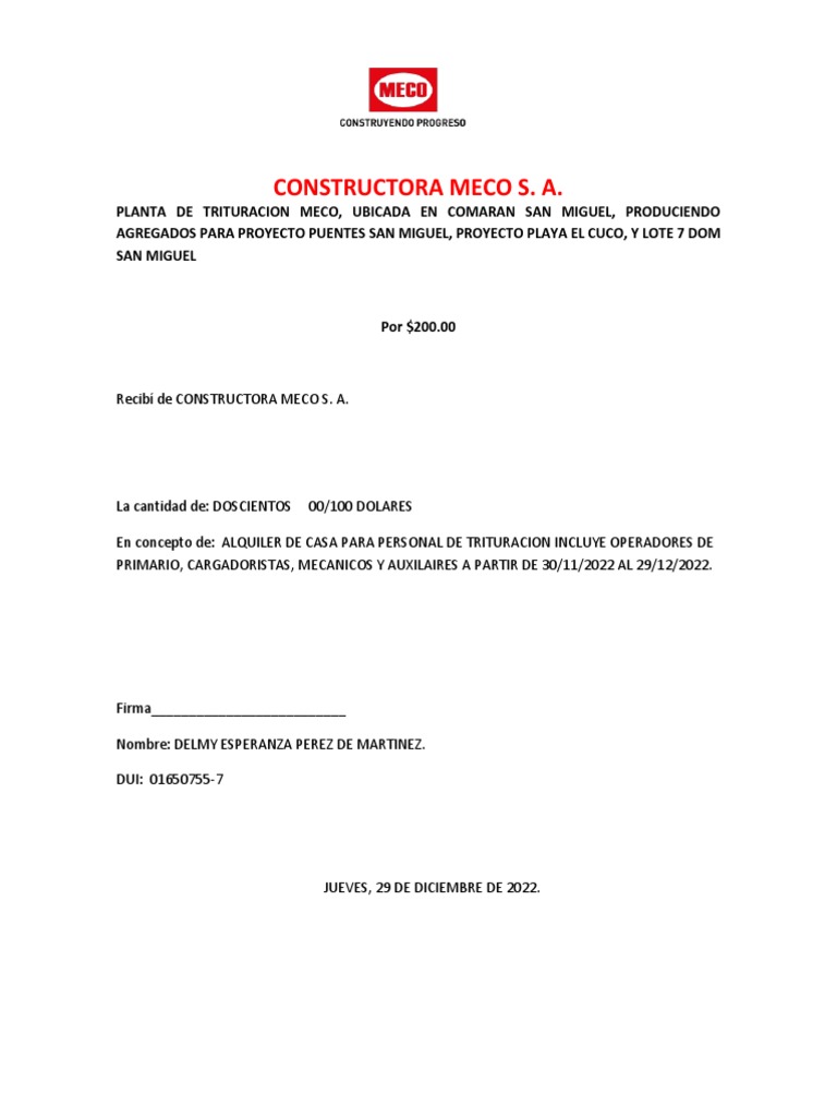 Alquiler de Casa para Personal de Trituración | PDF | Derecho | Tecnología