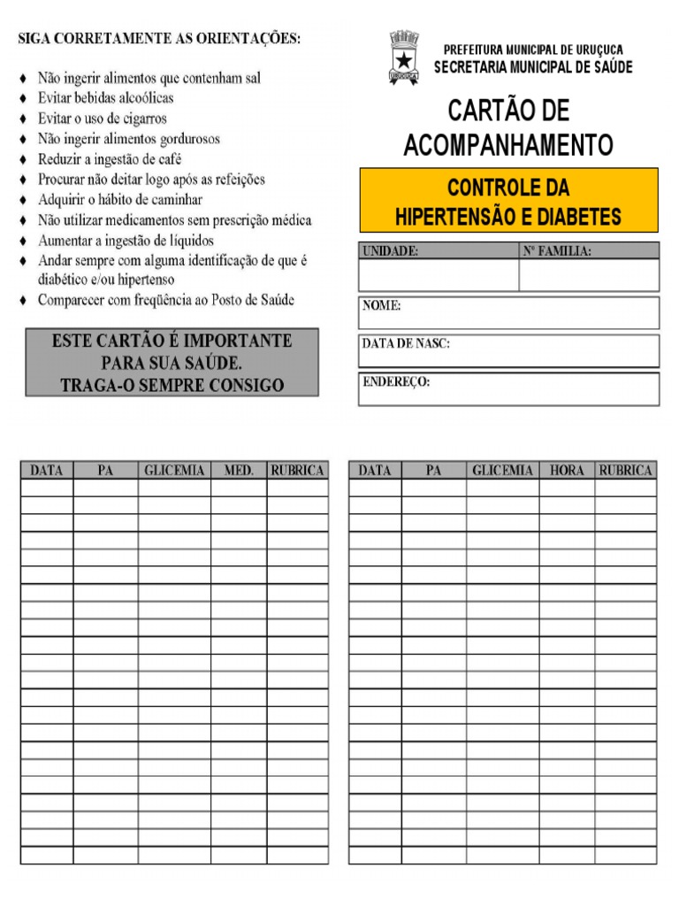 HIPERDIA - Cartao de HA e DIA | PDF