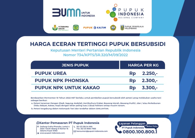 HET Pupuk Bersubsidi 2023 dan 2024 | PDF