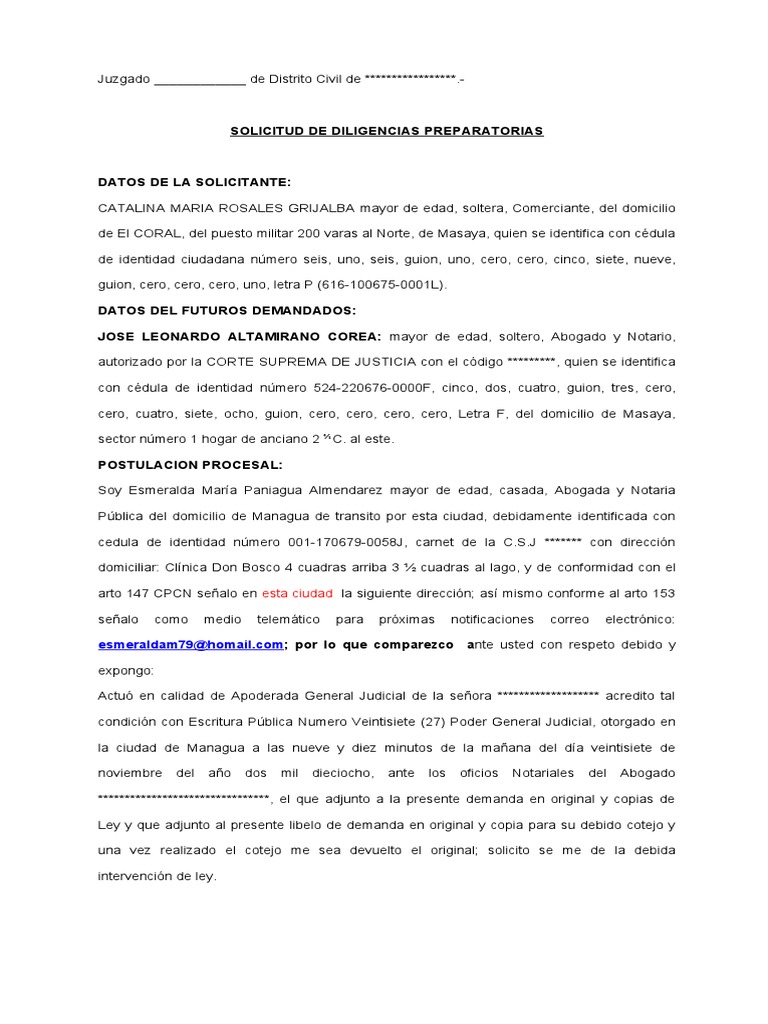 Diligencias Preparatorias (Modelo para Clases Practicas) | PDF | Ley común | Justicia