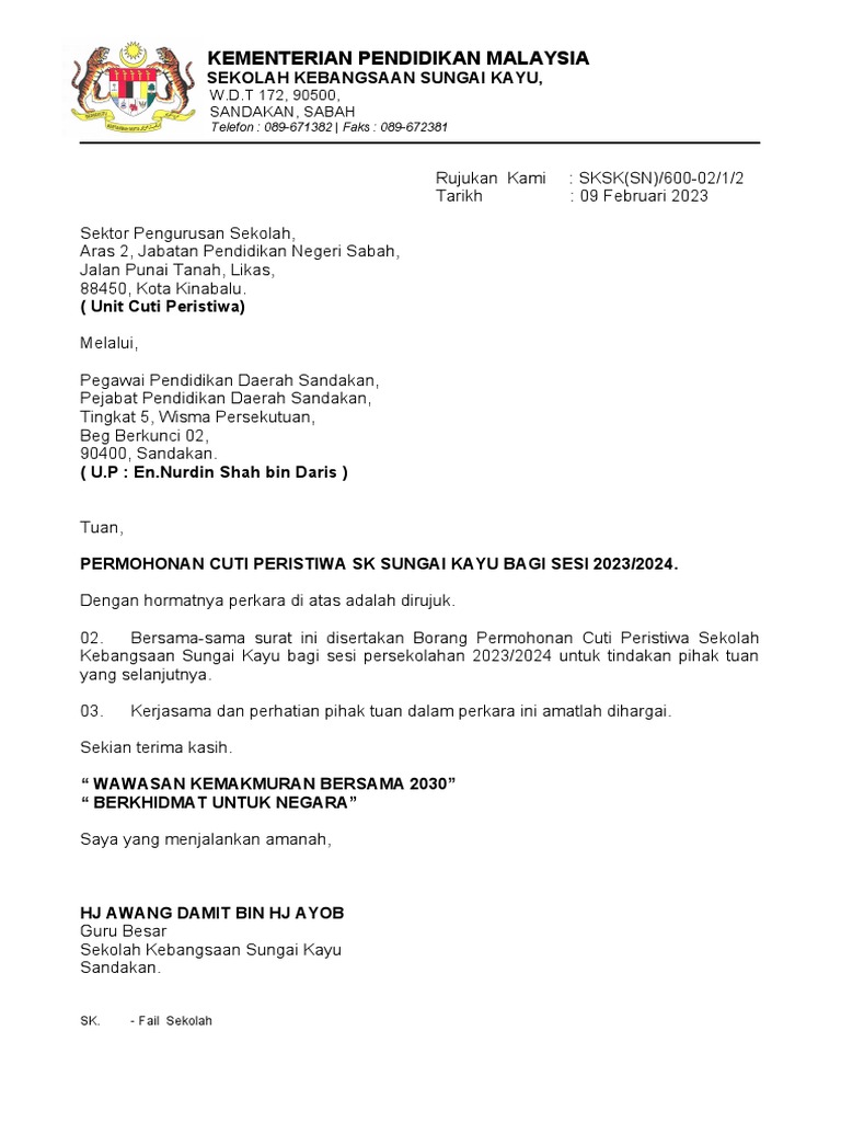 Surat Iringan Memohon Peruntukan | PDF