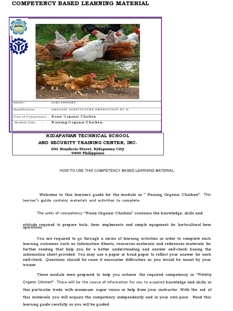 CBLM Raise Organic Chicken | PDF | Noun | Occupational Safety And Health