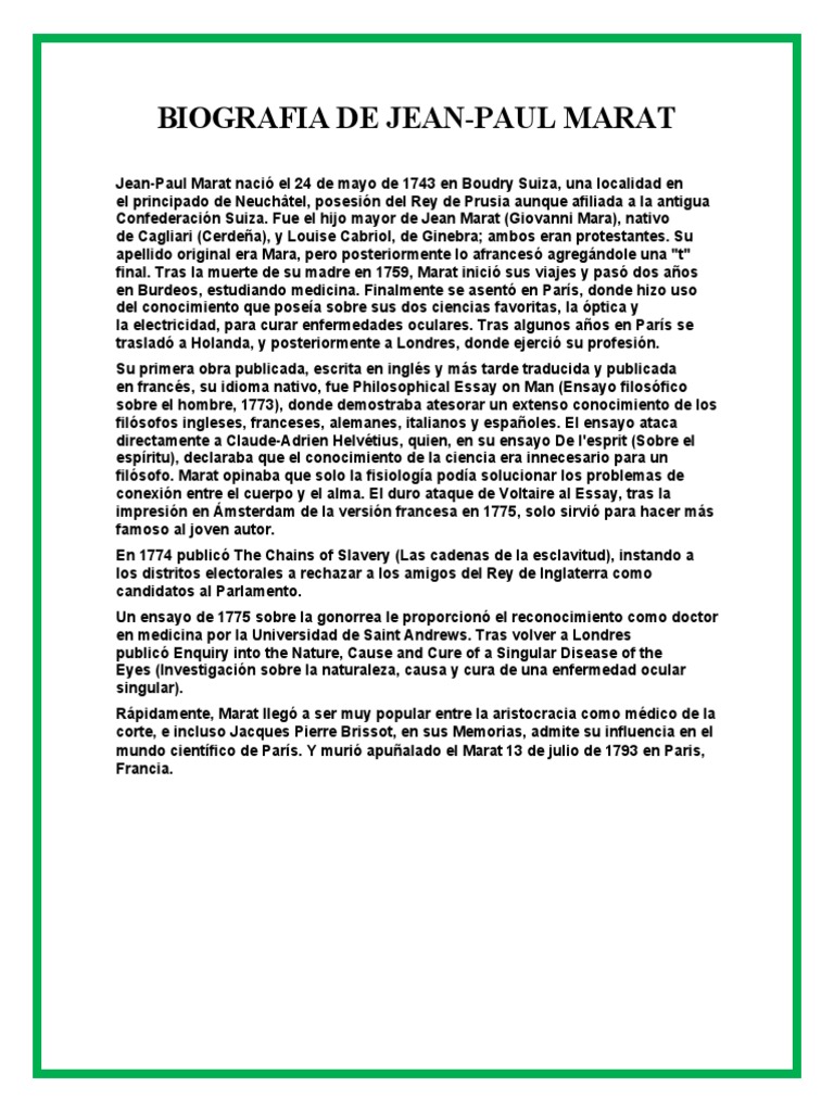 Biografia de Jean-Paul Marat | PDF