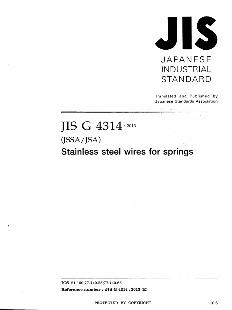 JIS G 4314 2013 Stainless Steel Wires For Springs | PDF