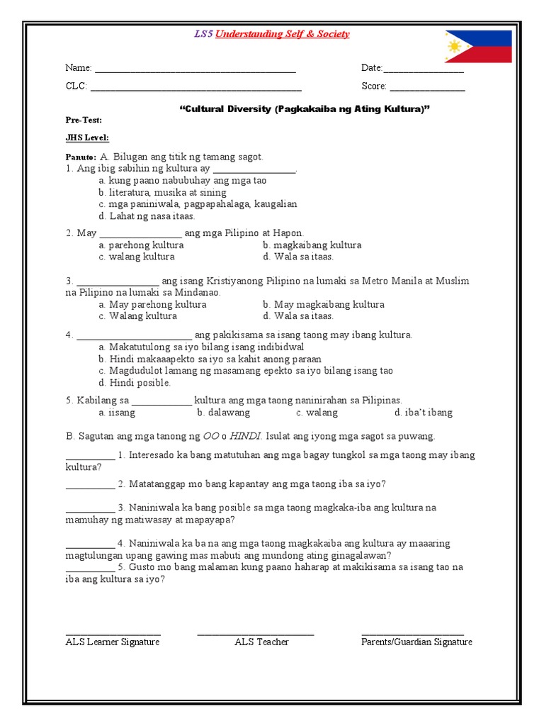 Week10 Worksheets LS5 Cultural Diversity | PDF