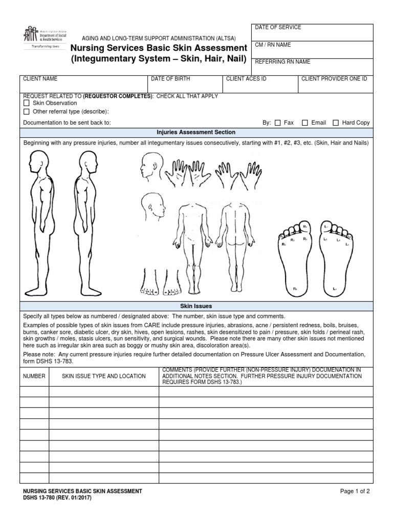 Main - Dshs Form 13 780 Nursing Services Basic Skin Assessment ...