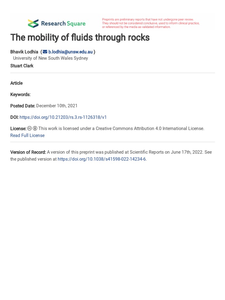Fluid Mobility in Geological Formations | PDF | Porosity | Permeability ...