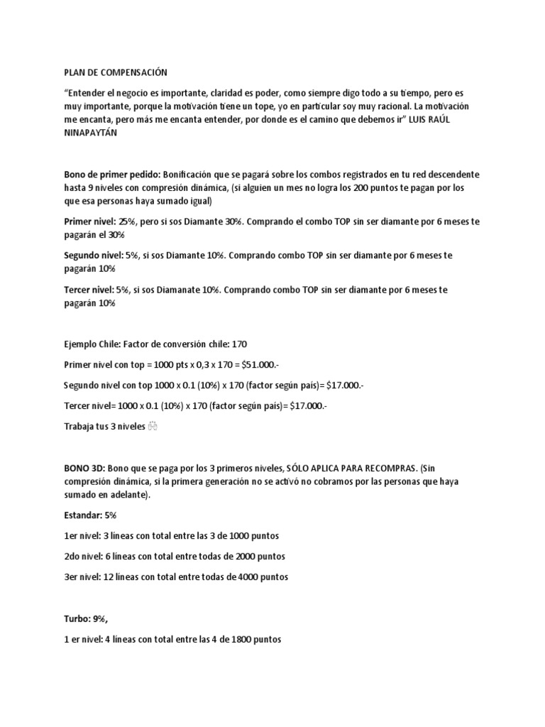 Resumen Plan de Compensación | PDF
