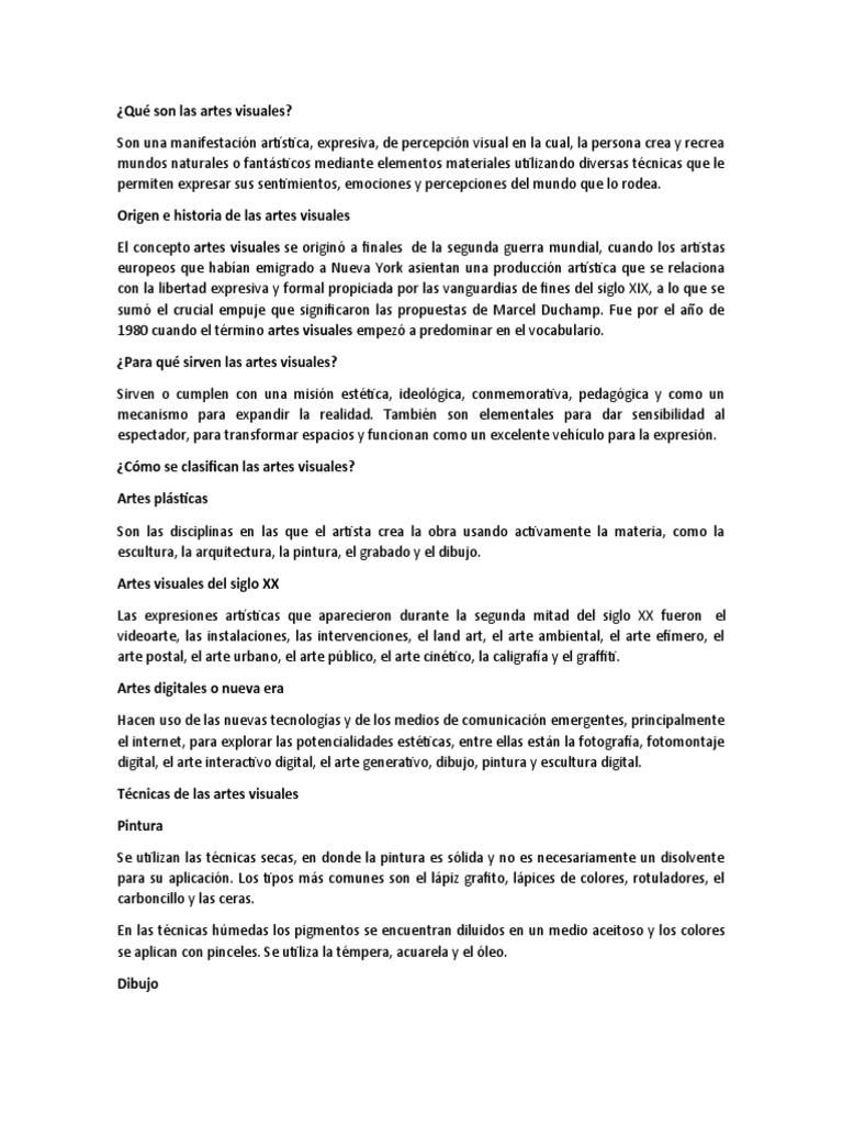 Qué Son Las Artes Visuales ARTE Y CULTURA | PDF | Dibujo | Lápiz