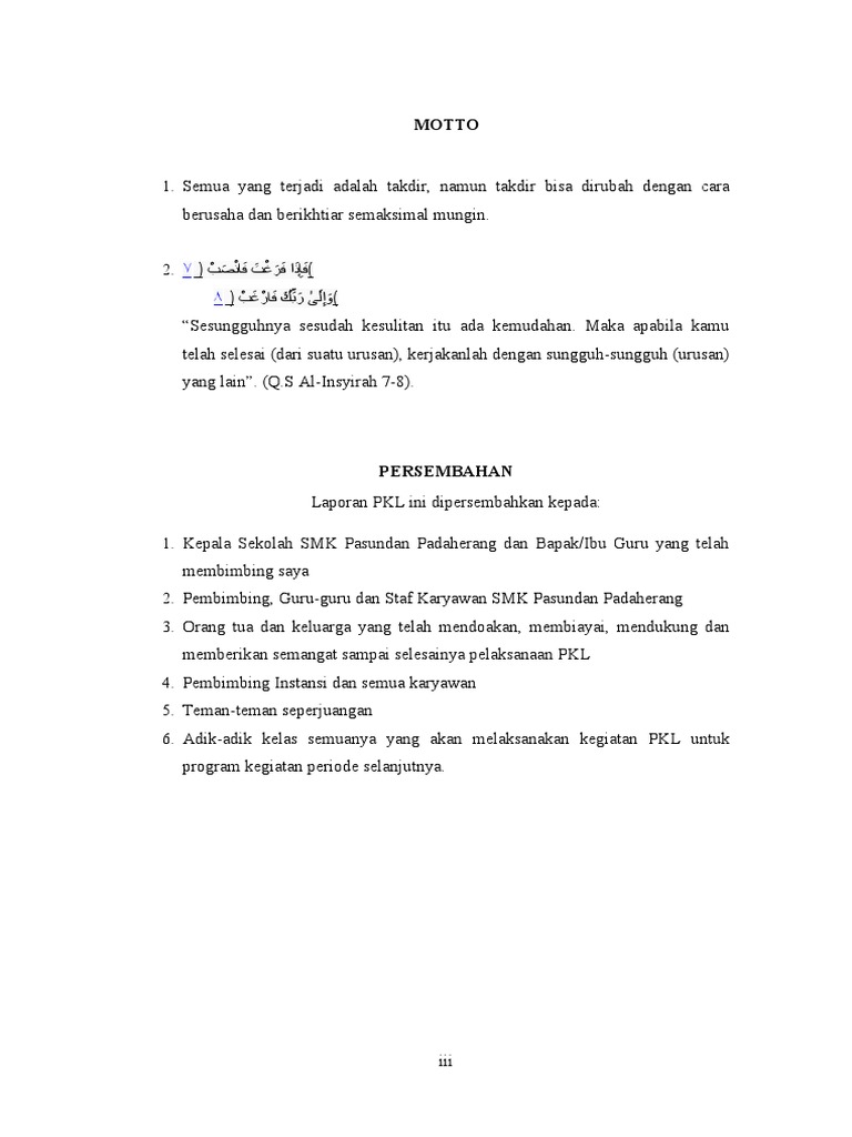 Motto Dan Persembahan | PDF