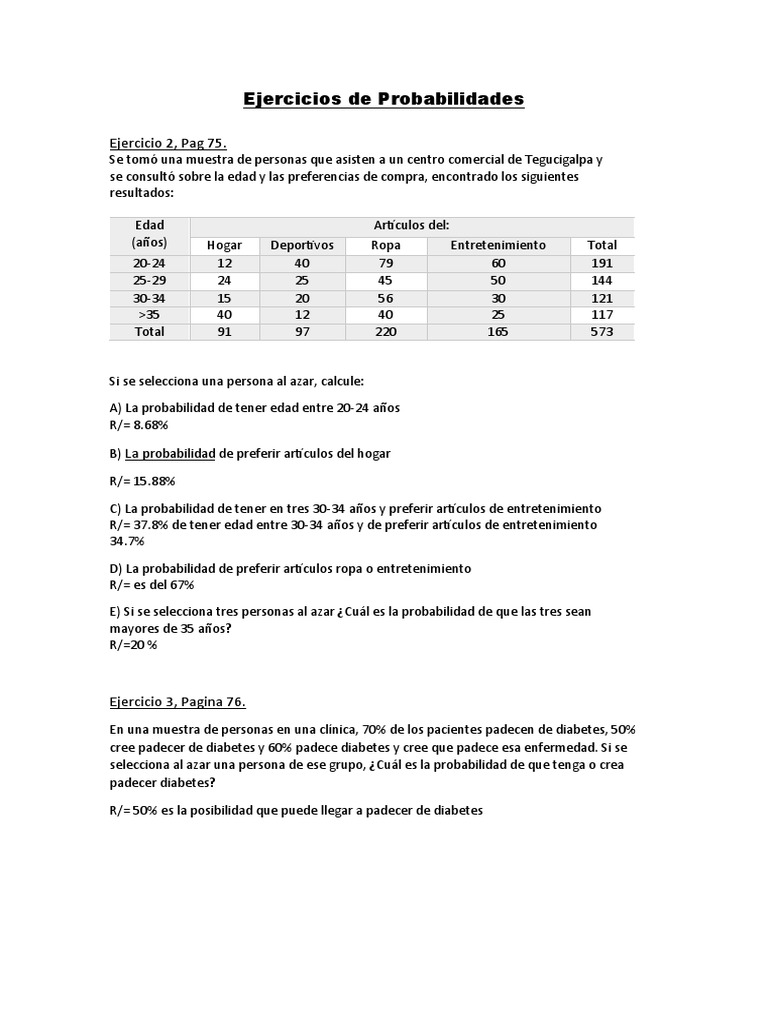 Ejercicios de Probabilidades | PDF