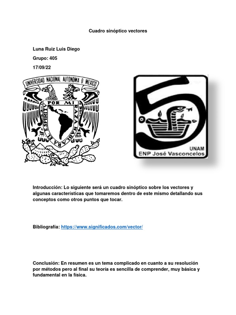 Cuadro Sinóptico de Vectores en Física | PDF
