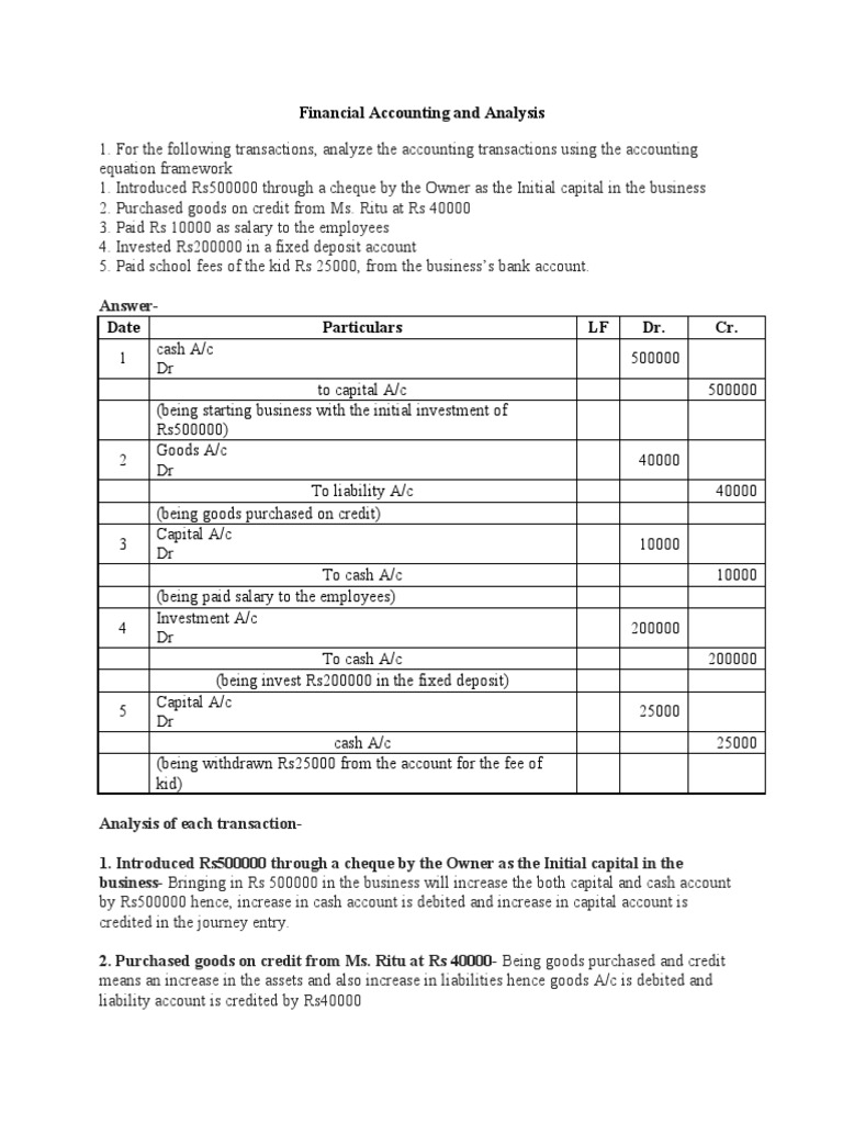 Financial Accounting and Analysis | PDF | Debits And Credits | Book Value