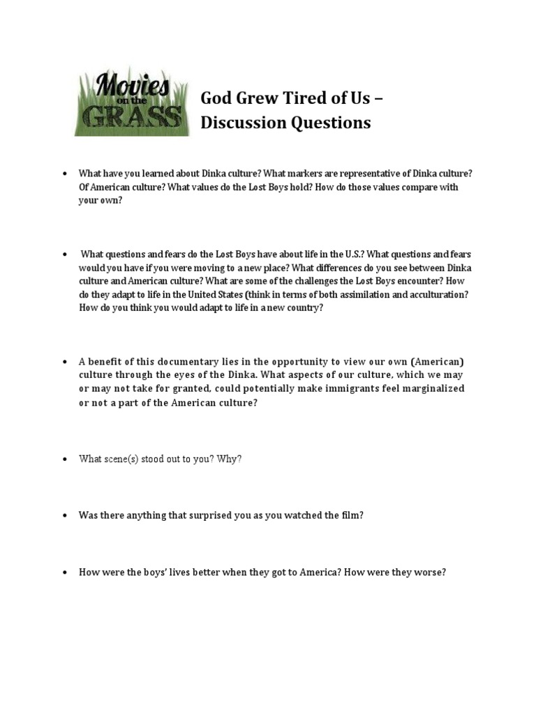 God Grew Tired of Us - Discussion Questions | PDF