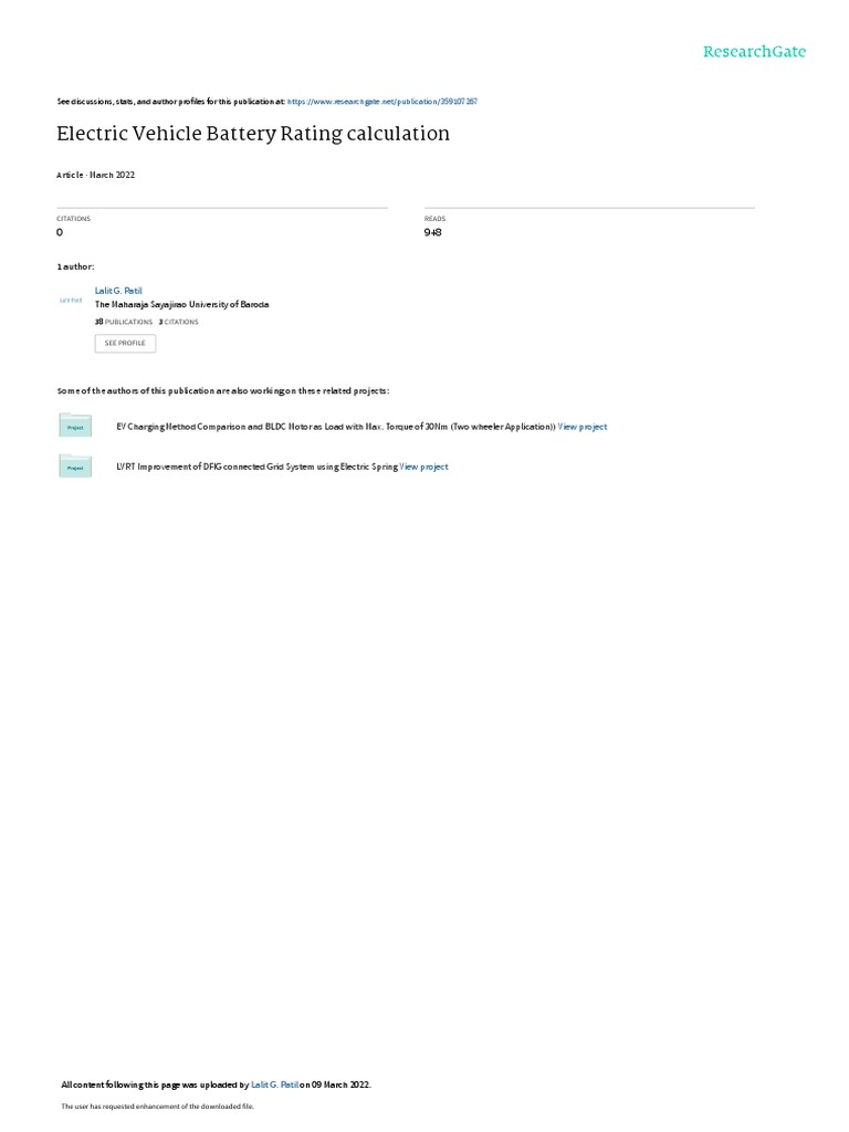 Battery Rating Calculation | PDF | Electric Vehicle | Power (Physics)