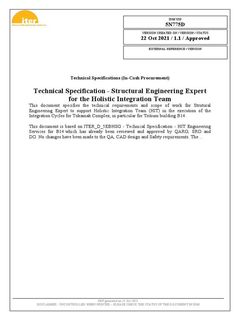 Annex I - Technical - Specification - 5N7v1 - 1 | PDF | Computer Aided ...