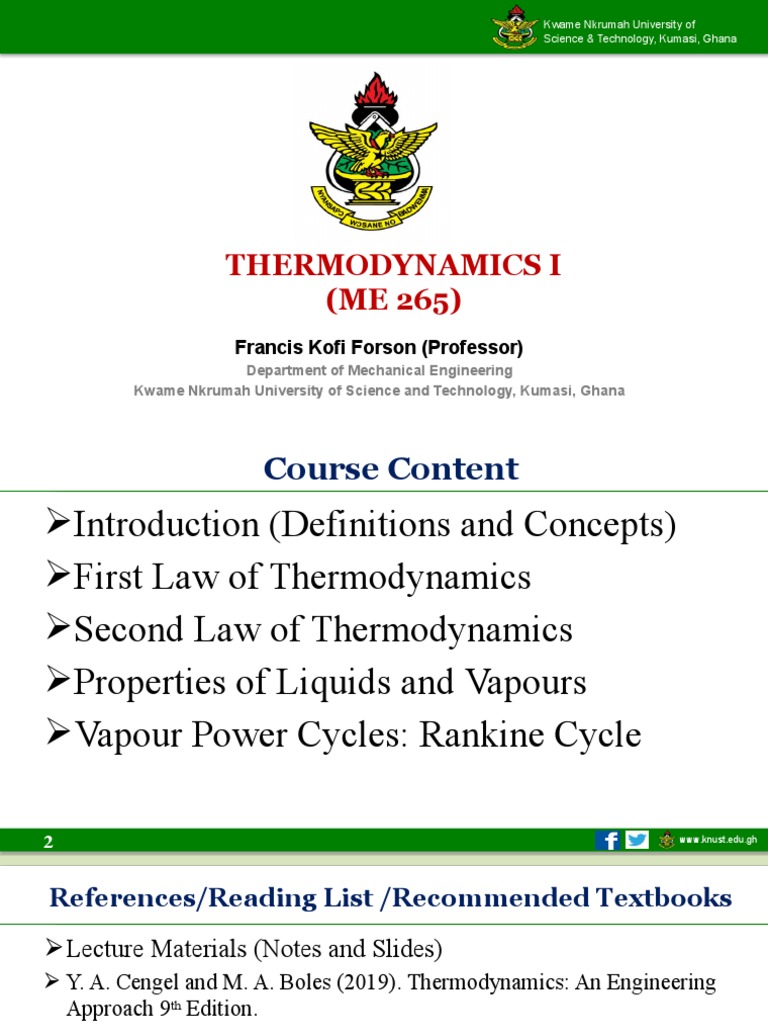 ME 265 Lecture Slides 1 (Introduction) | PDF | Temperature | Heat
