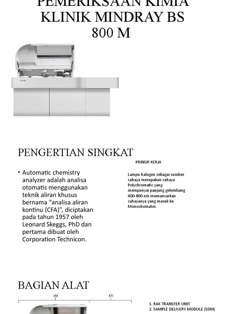 PEMERIKSAAN KIMIA KLINIK MINDRAY BS 800 M | PDF