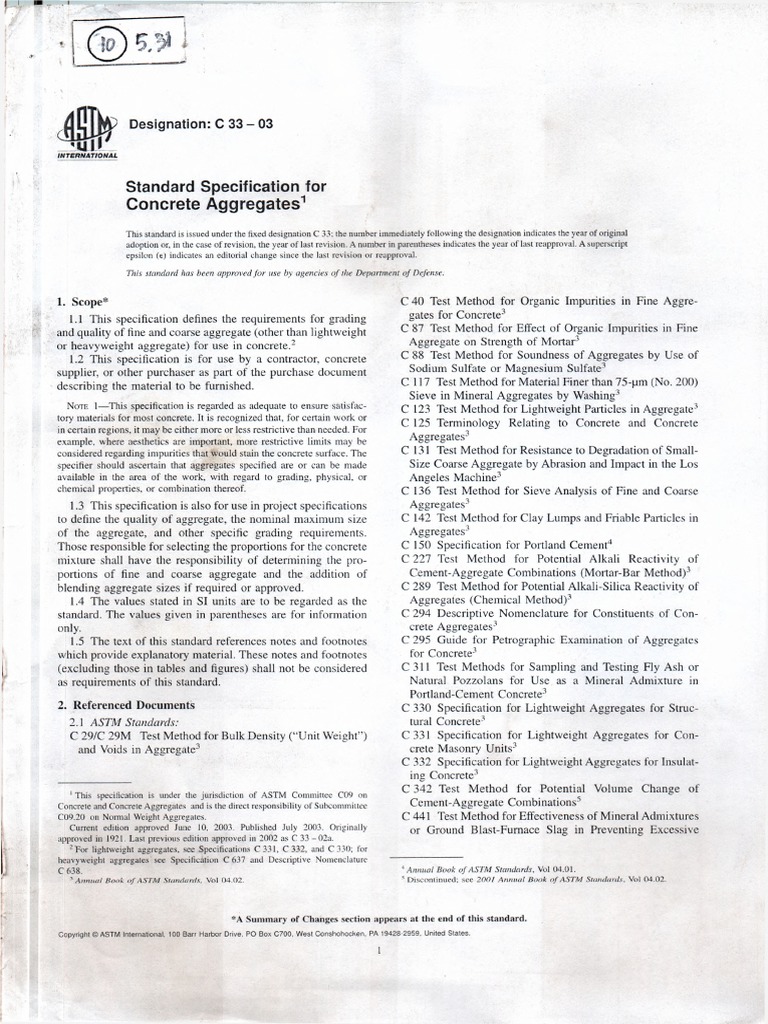 Standard Specification For Concrete Aggregates | PDF | Concrete ...