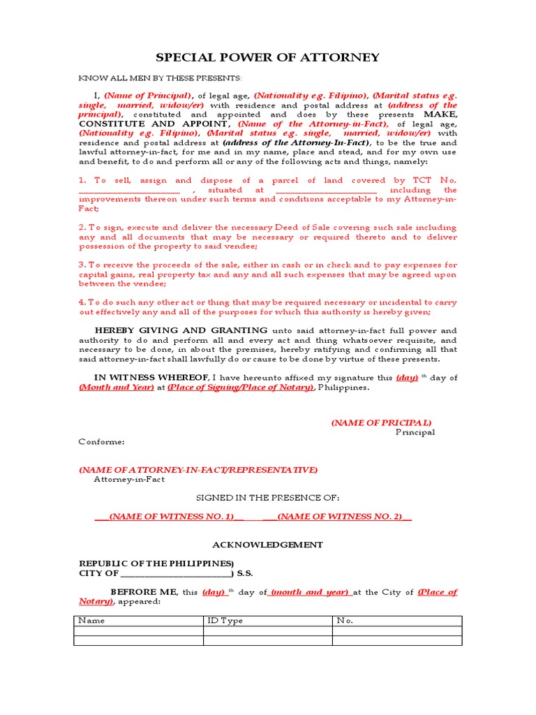 Granting Authority and Conveying Property: A Special Power of Attorney ...