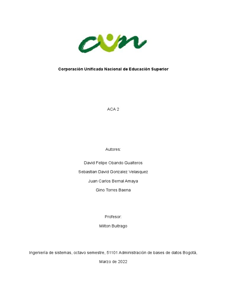 Aca 2 Base de Datos Cun | PDF | Bases de datos | SQL