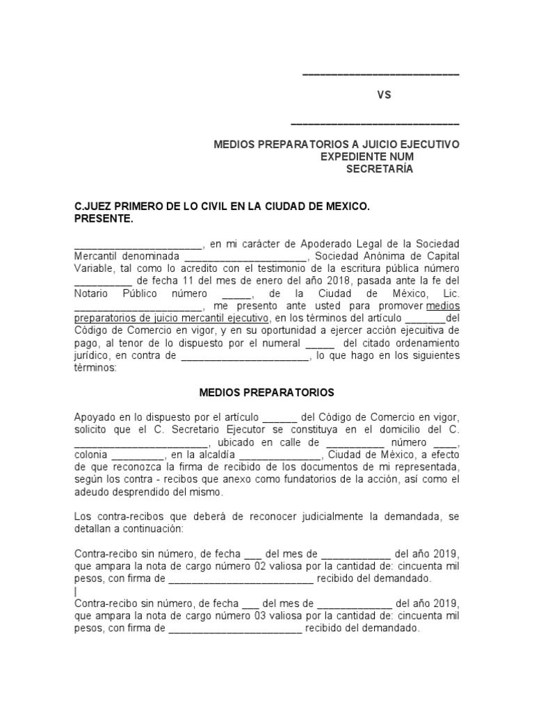 ESCRITO SOBRE MEDIOS PREPARATORIOS A JUICIO | PDF | Justicia | Crimen y ...