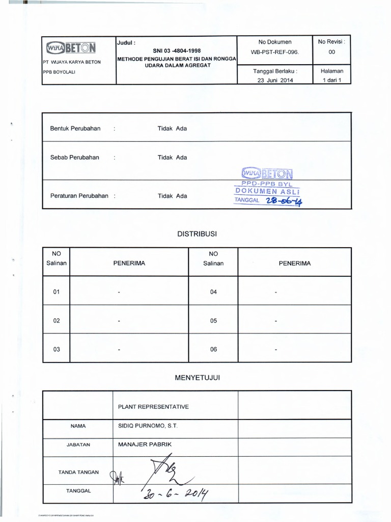 Sni 03-4804-1998 Metode Pengujian Berat Isi Dan Rongga Udara Dalam ...