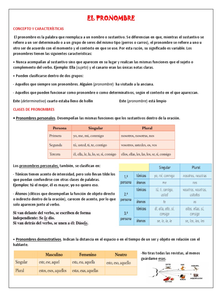 Características del Pronombre | PDF | Pronombre | Verbo