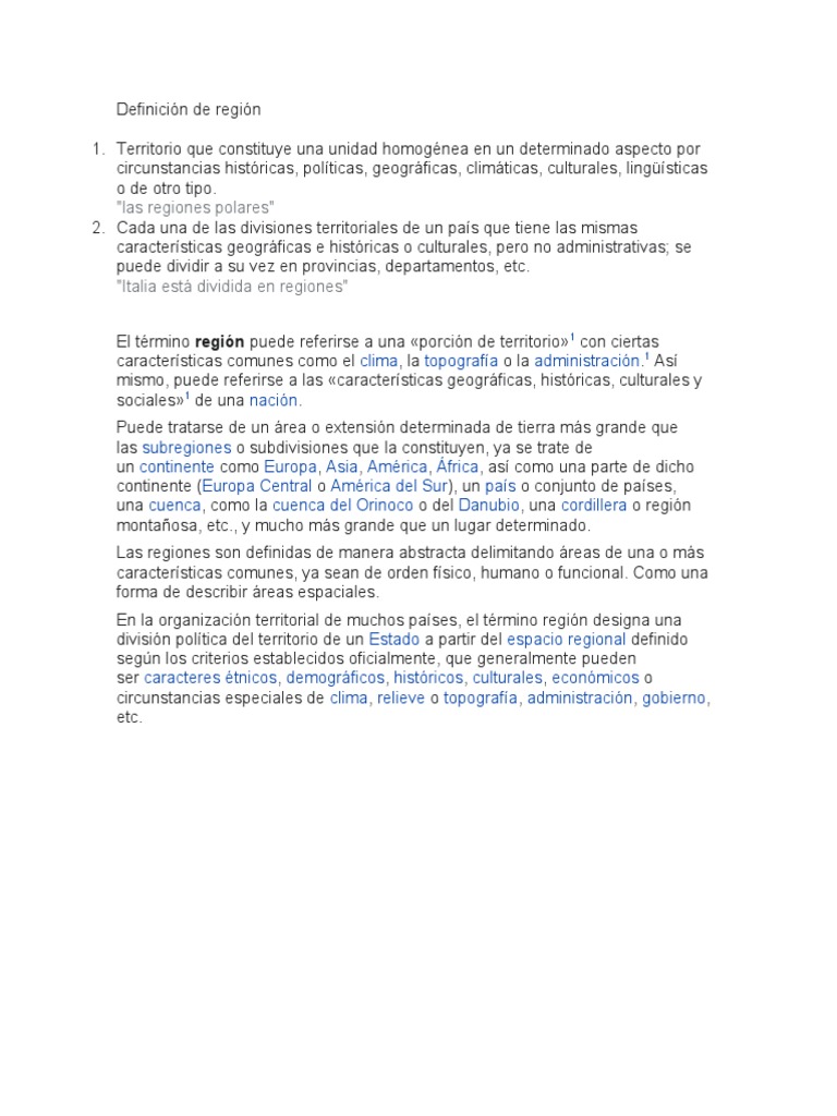 Definición de Región | PDF