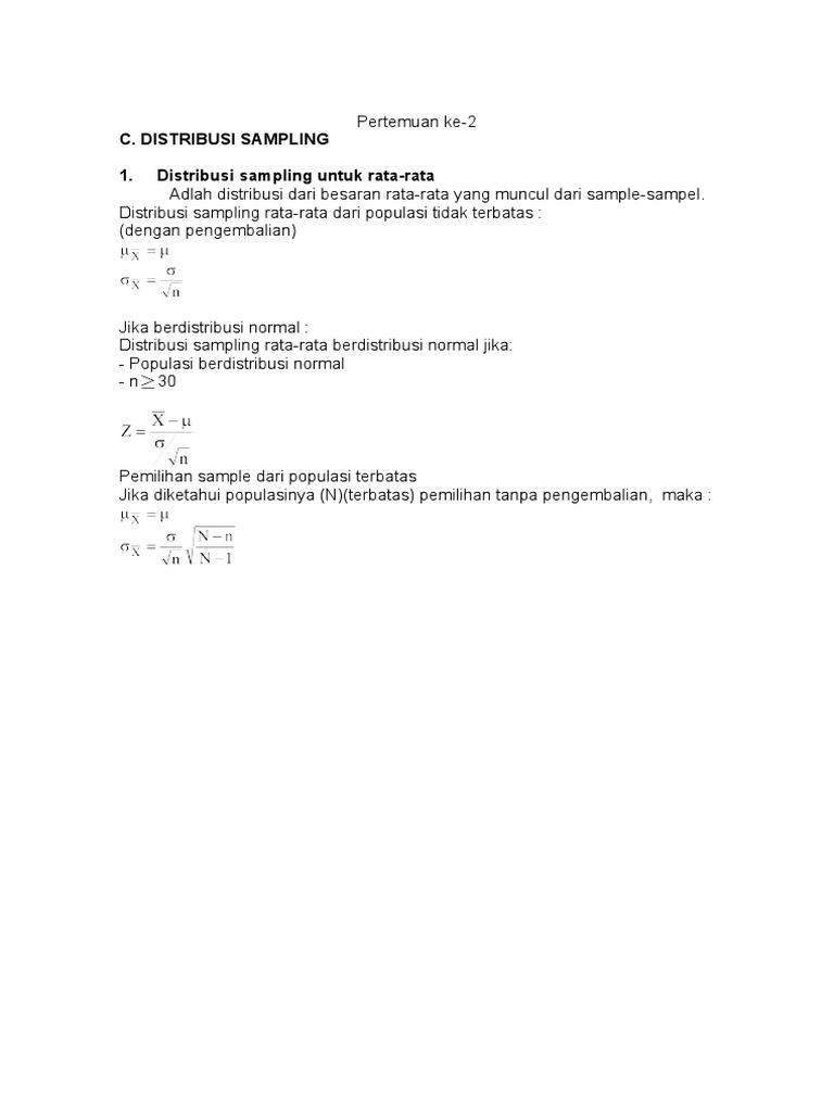 Pertemuan 2 Distribusi Sampling Rata-Rata | PDF