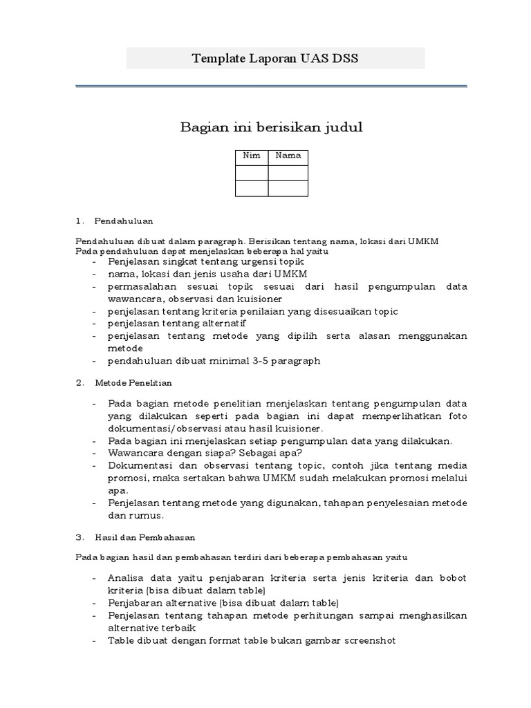 Template Laporan UAS UMKM | PDF