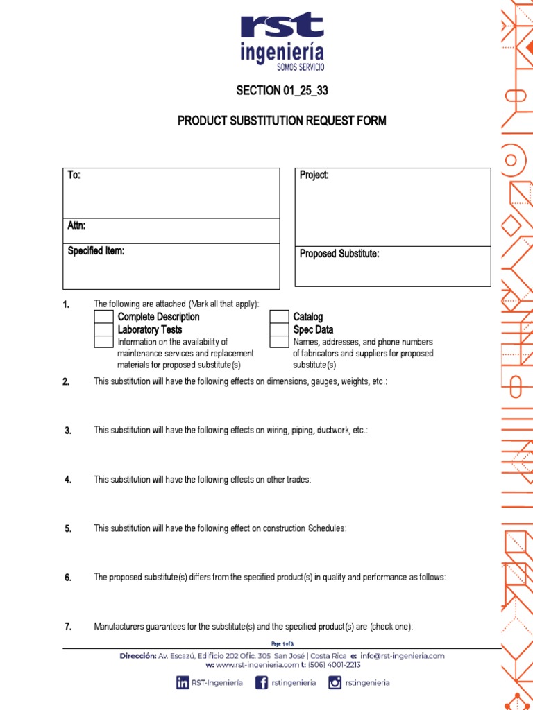 01 - 25 - 33 Product Substitution Request Form | PDF