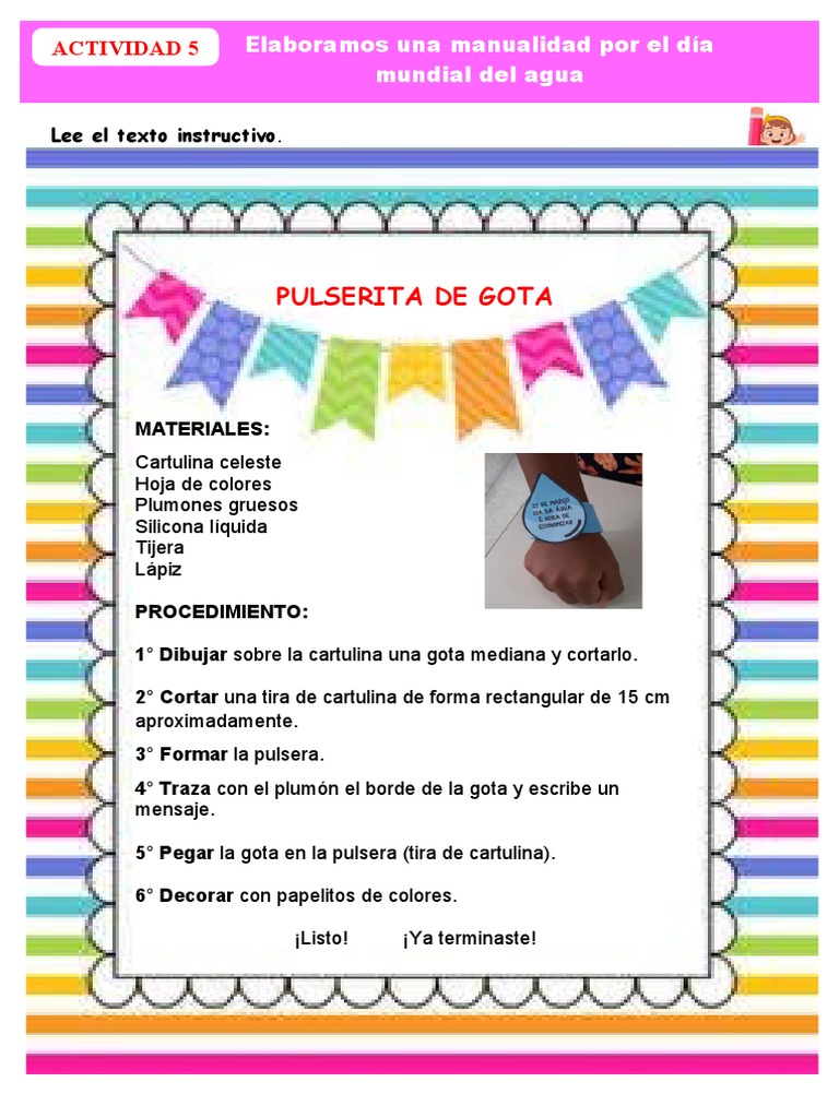 E1 A5 FICHA Elaboramos Una Manualidad Por El Día Del Agua | PDF