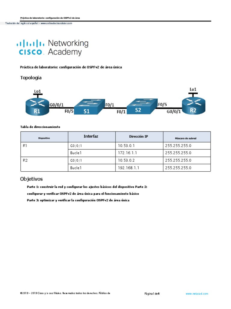 2.7.2-Lab - Configure-Single-Area-Ospfv2.en - Es | PDF | Enrutador (Computación) | Protocolos de ...
