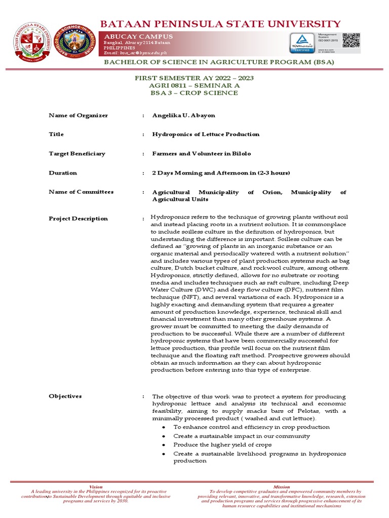Agri0812 Proposal Template | PDF | Hydroponics | Agriculture
