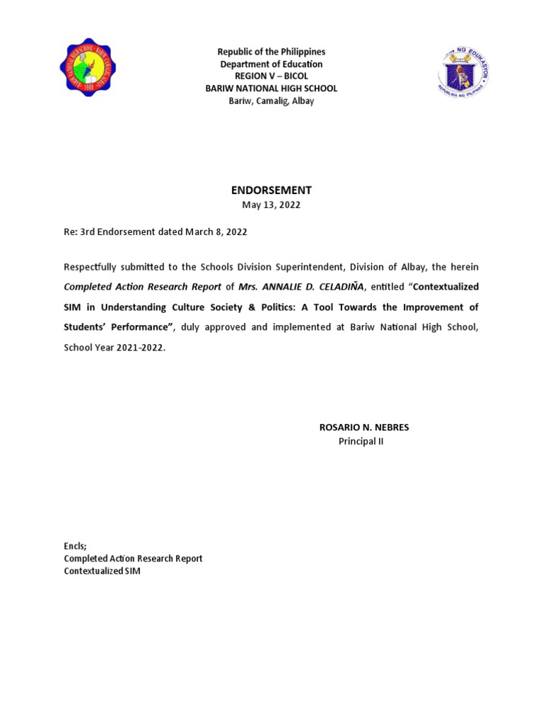 ENDORSEMENT Resubmission | PDF