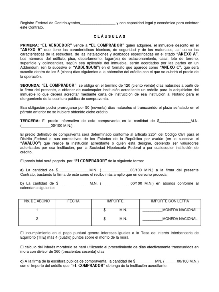 Compraventa En Preventa De Bien Inmueble Destinado A Casa Habitacion