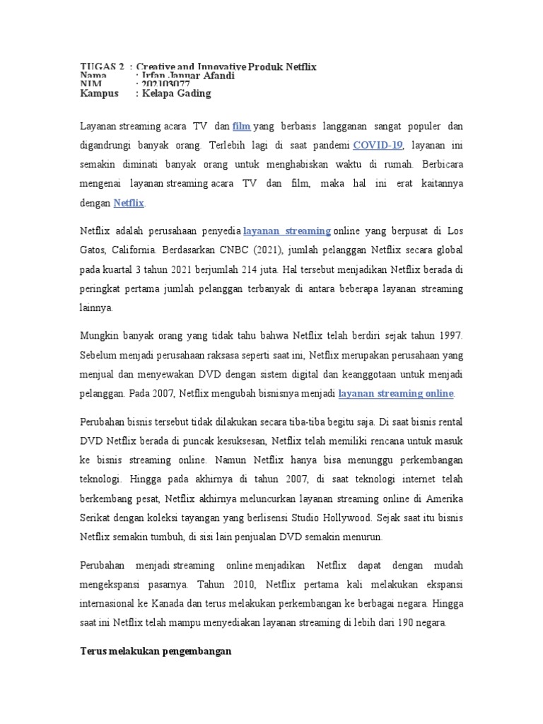 TUGAS 2 - Netflix - Irfan Januar Afandi | PDF