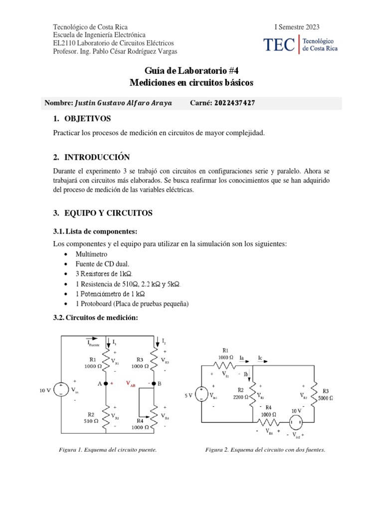 Lab#4 Justin Alfaro 2022437427 PDF | PDF | Resistor | voltaje