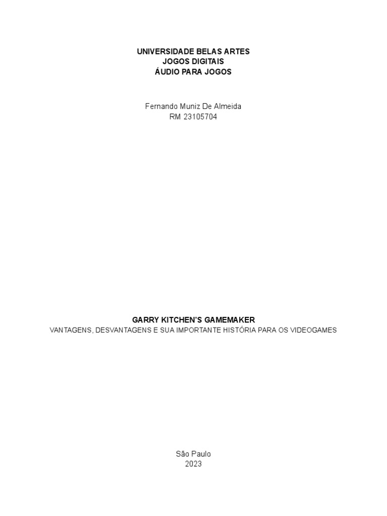 Garry Kitchen's GameMaker: Prós e Contras | PDF | Linguagem de ...