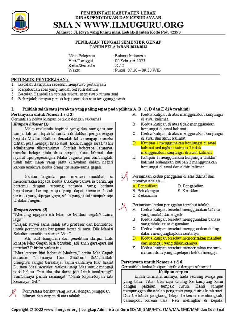 Pts Ii Bhs Indo X Pdf