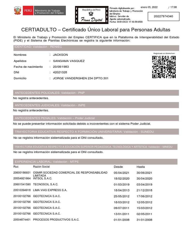 Certi Adulto JSV | PDF | Gobierno