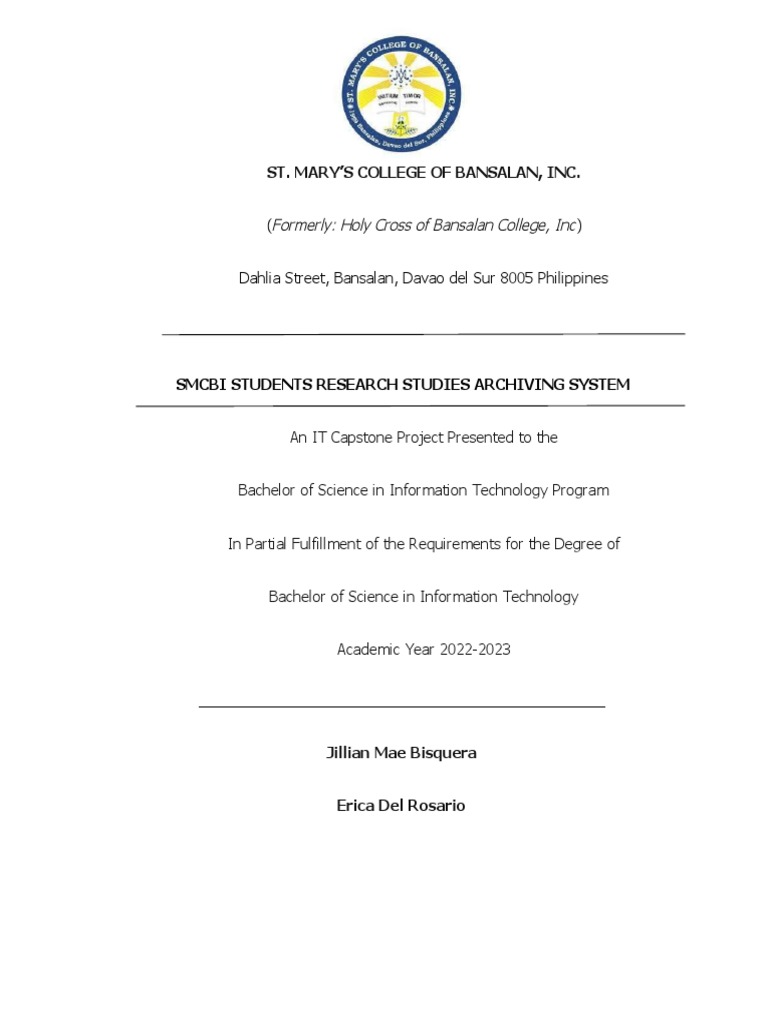 SMCBI RESEARCH STUDY ARCHIVING SYSTEM REVISED Del Rosario Bisquera 7 | Download Free PDF ...