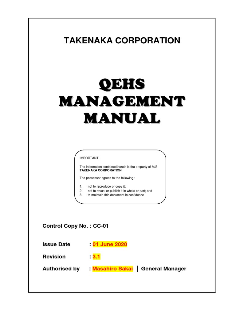 2020 QEHS Management Manual & Procedure R3.1 (Master Copy) - Current ...