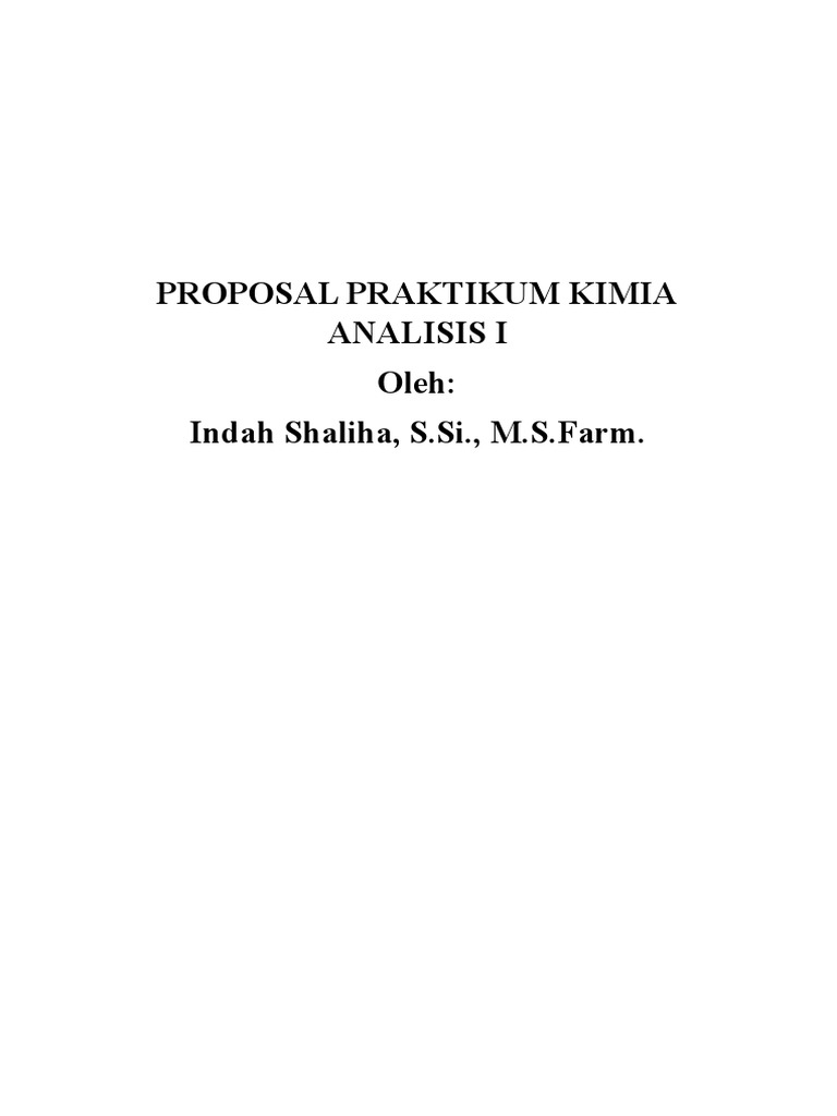 Proposal Praktikum KIMIA ANALISIS I PDF | PDF