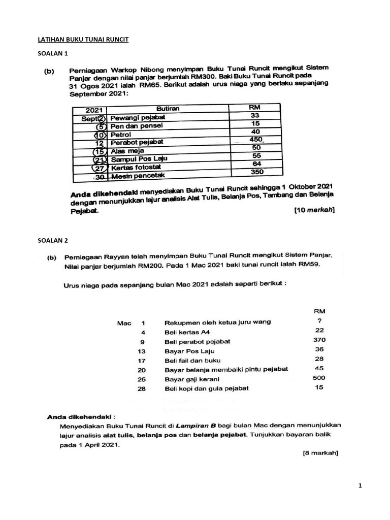 Latihan Buku Tunai Runcit | PDF