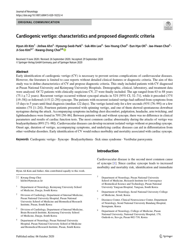 Cardiogenic Vertigo | PDF | Vertigo | Medical Diagnosis
