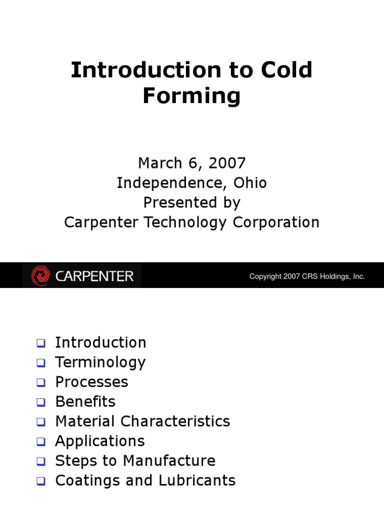 Introduction To Cold Forming | PDF | Steel | Heat Treating